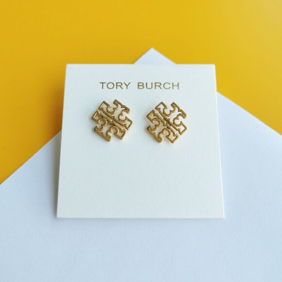 Tory Burch | Jewelry | Britten Logo Gold Stud Earrings By Tory Burch ...